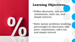 Solving Money Problems involving Percentages.pptx