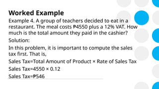 Solving Money Problems involving Percentages.pptx