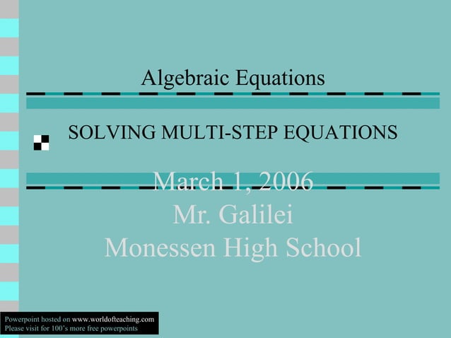 Solving Multi Step Equations | PPT