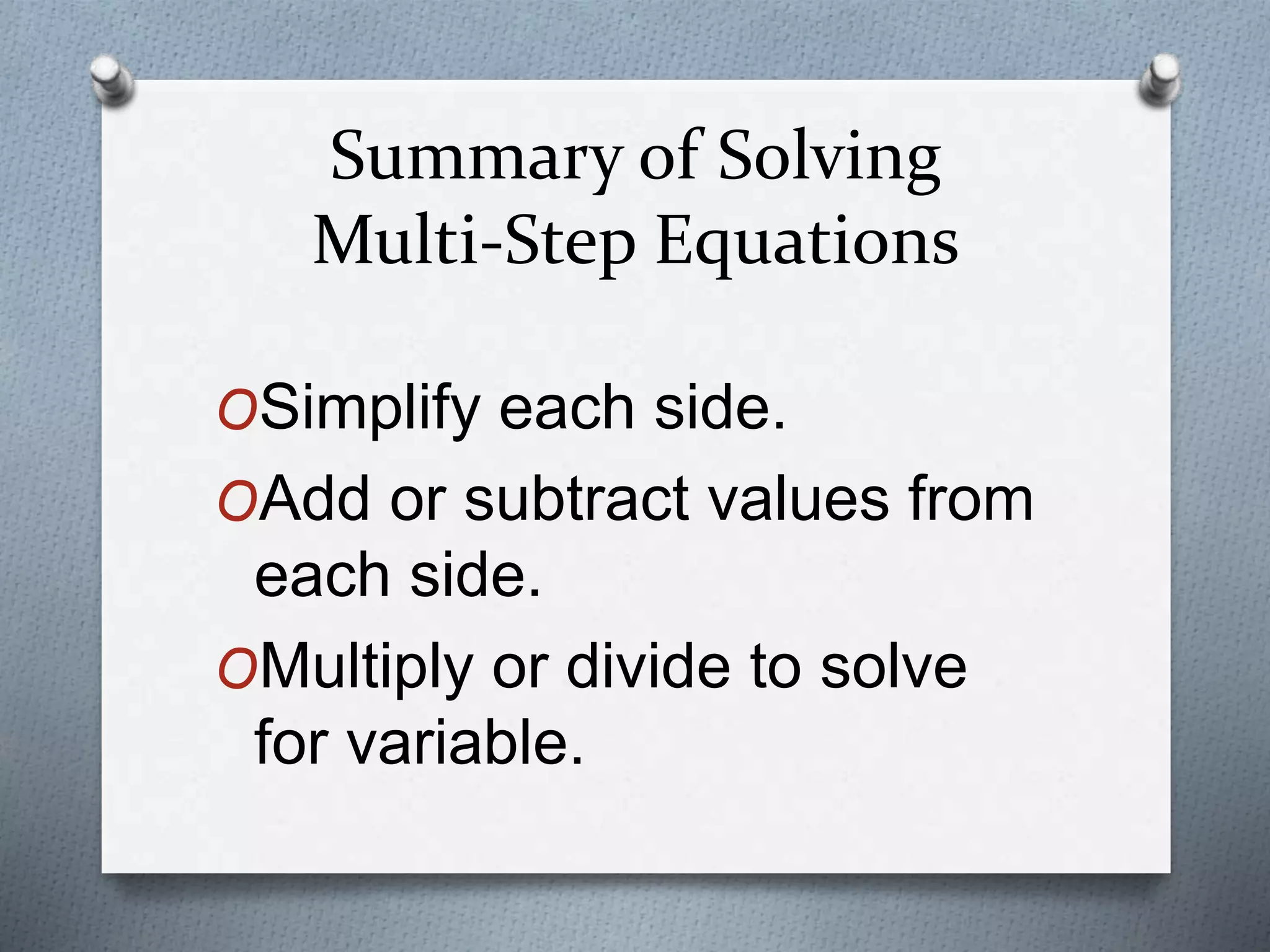 Solving multi step-equations_notes | PPTX