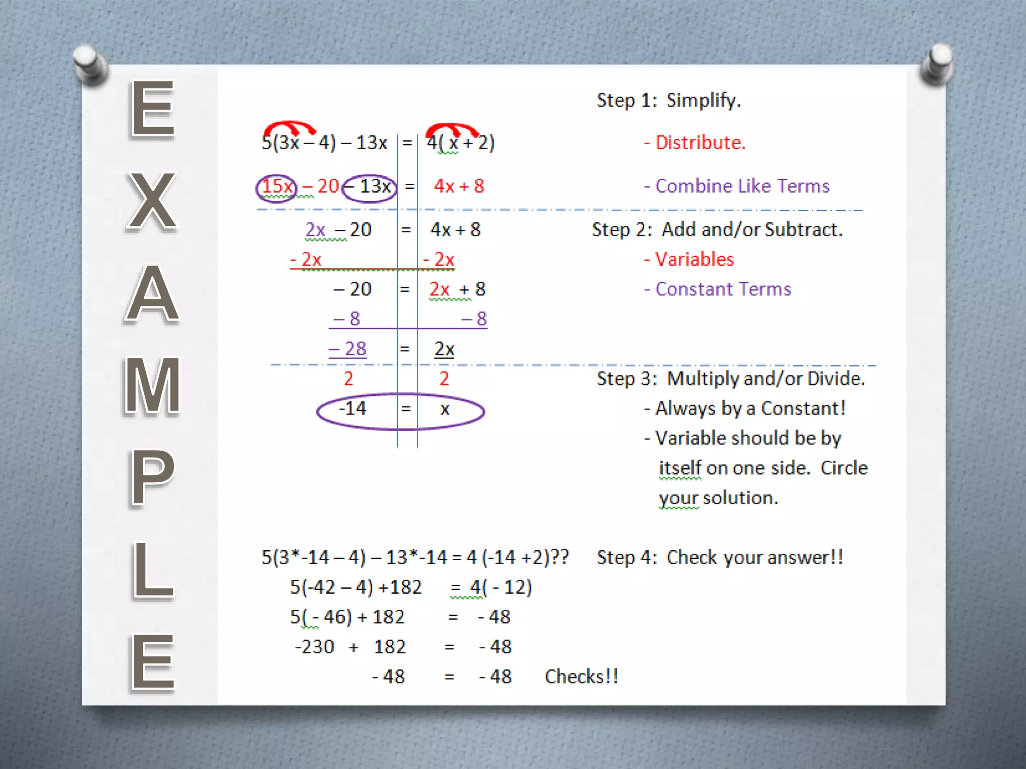 Solving multi step-equations_notes | PPTX