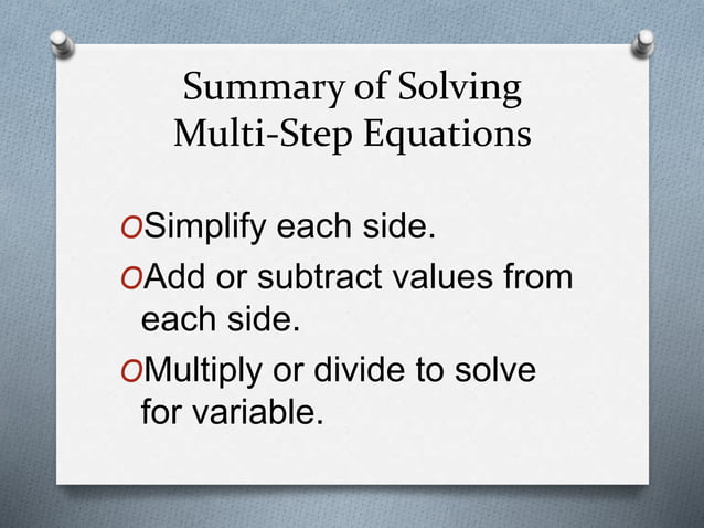 Solving multi step-equations_notes | PPT