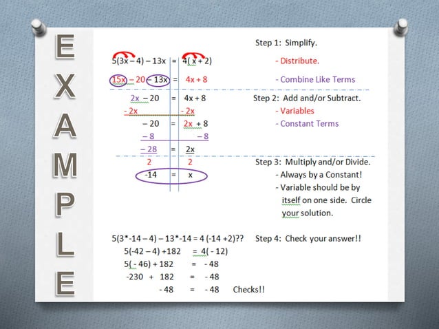 Solving multi step-equations_notes | PPT