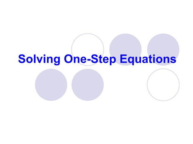 Solving one step equations | PPT