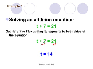 Solving one step equations | PPT