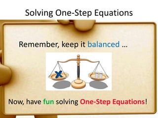 Solving One-Step Equations | PPTX