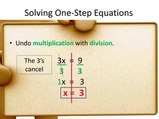 Solving One-Step Equations | PPTX