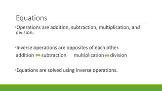 Solving one step equations | PPTX