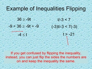 Solving One Step Inequalities | PPT