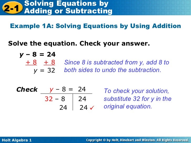 Solving one step equations