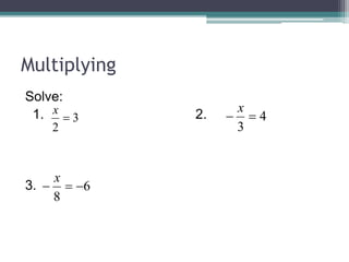 Solving one step equations | PPT
