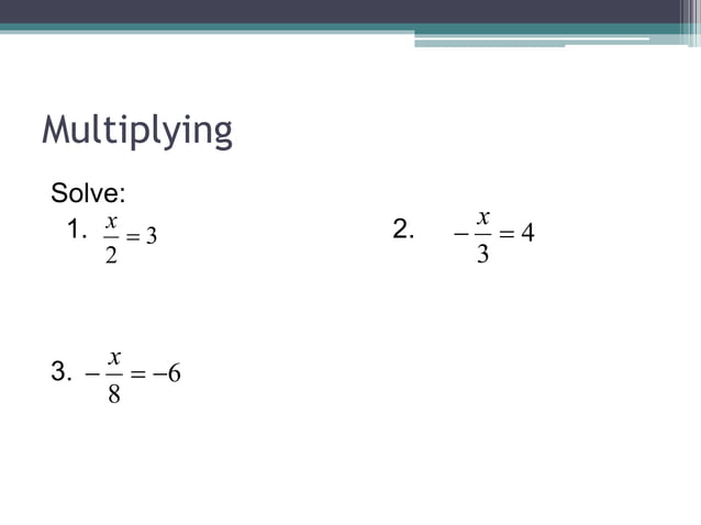 Solving one step equations | PPT