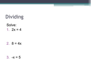 Solving one step equations | PPT