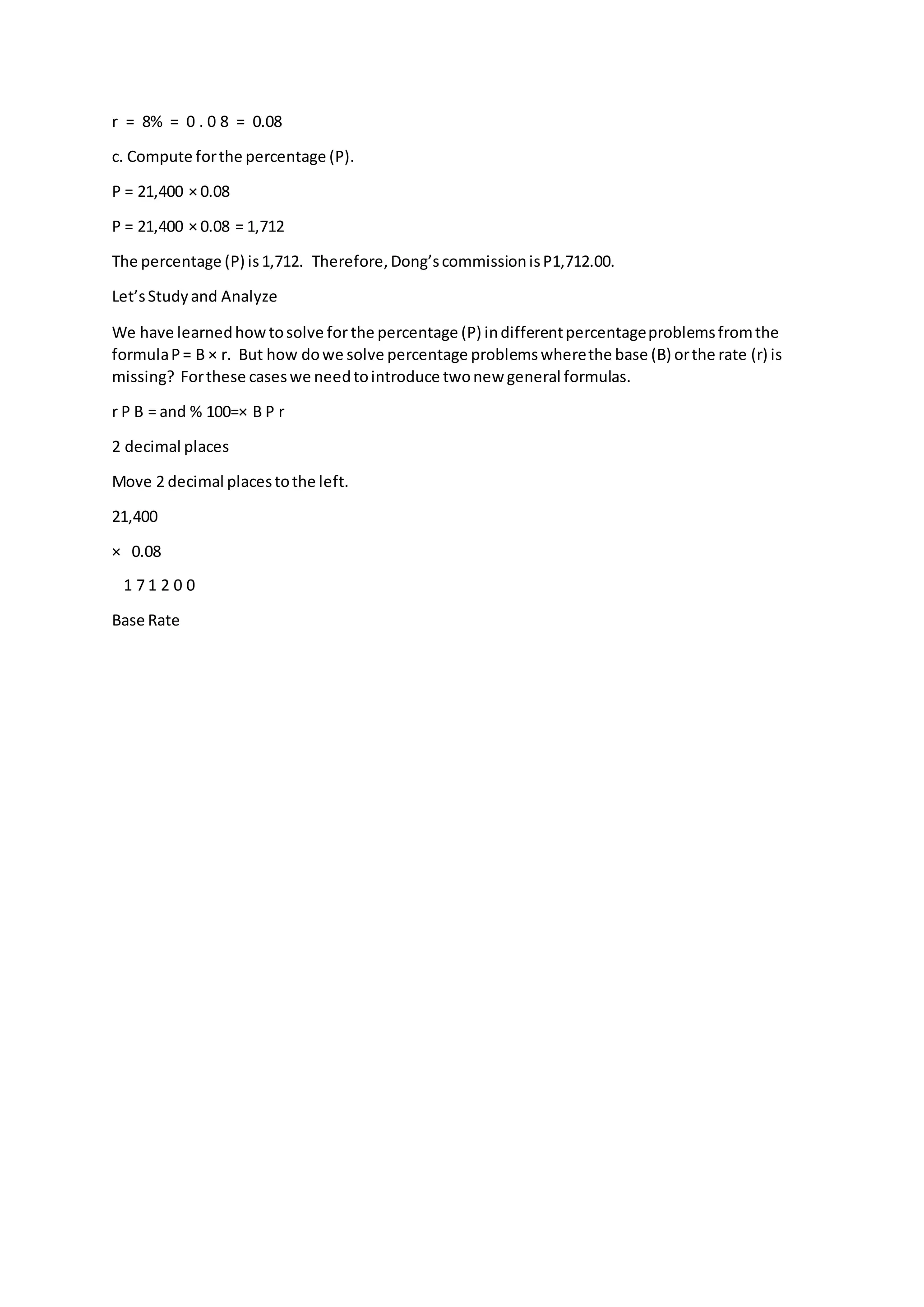 Solving percentage problems | DOCX