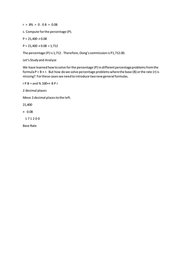 Solving percentage problems | PDF