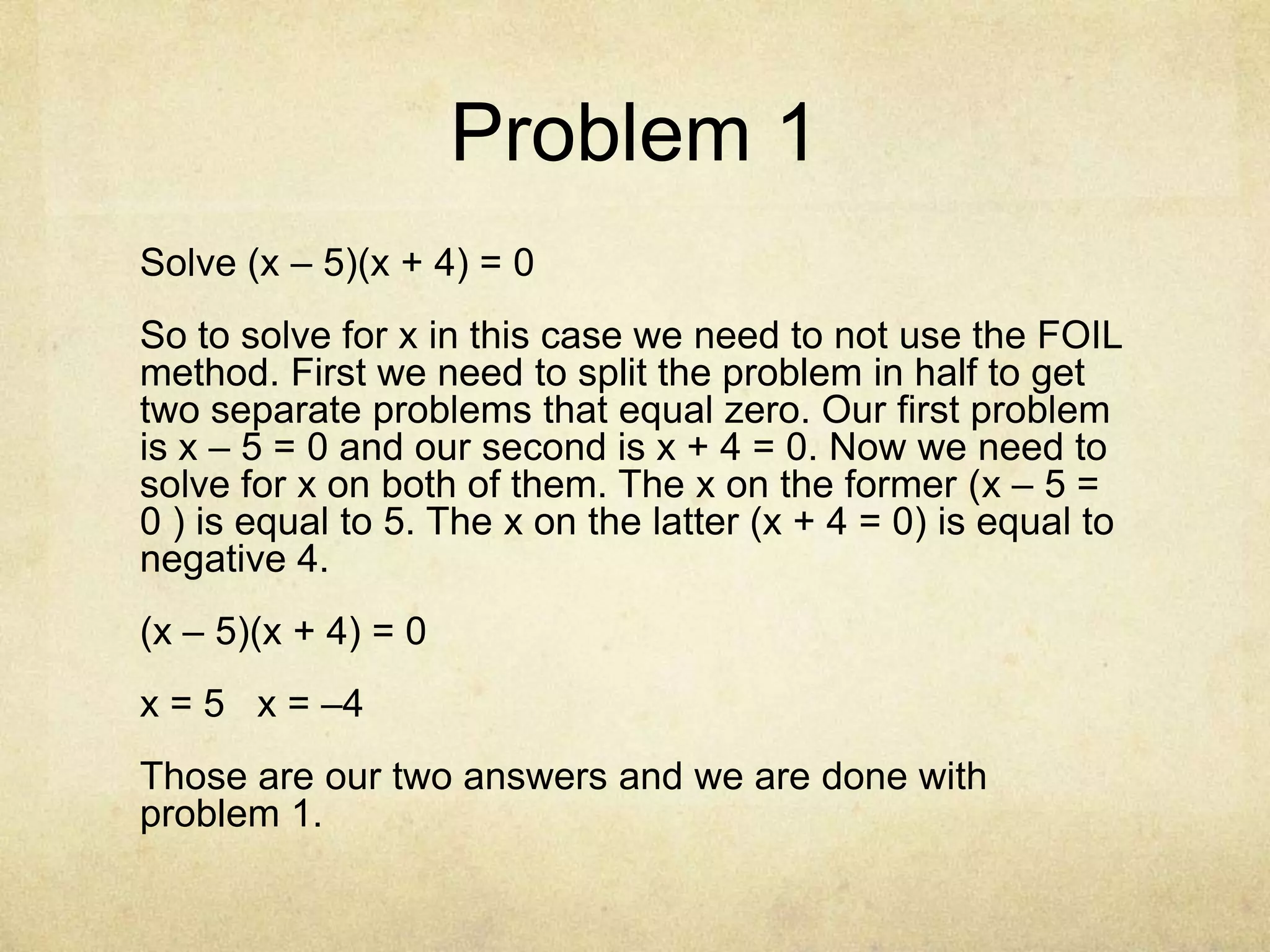 Solving polynomial equations in factored form | PPTX