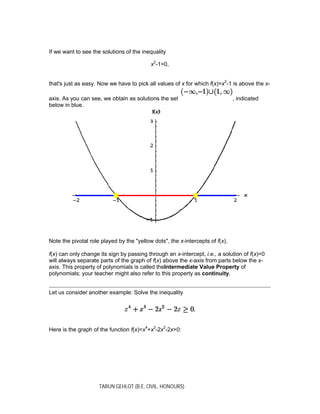 Solving polynomial inequalities by graphing | PDF
