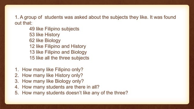 Solving problem involving sets | PPT