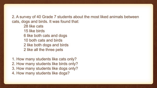 Solving problem involving sets | PPT