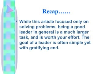 Solving problems as a leader | PPT