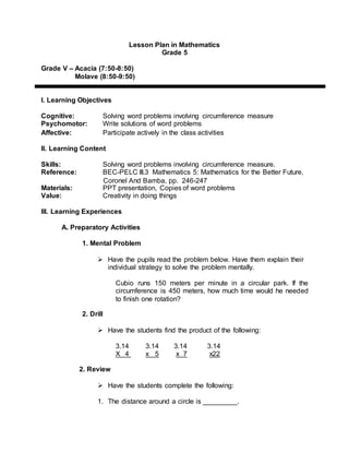 Solving problems involving circumference | DOCX
