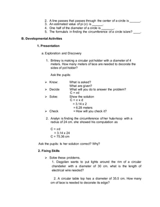 Solving problems involving circumference | DOCX