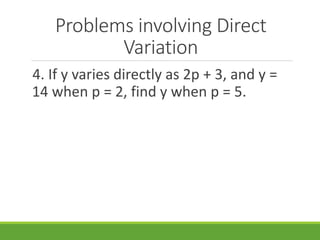 Solving problems involving direct variation | PPTX