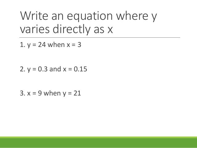 Solving Problems Involving Direct Variation