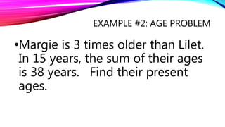 Solving problems involving linear equations | PPTX