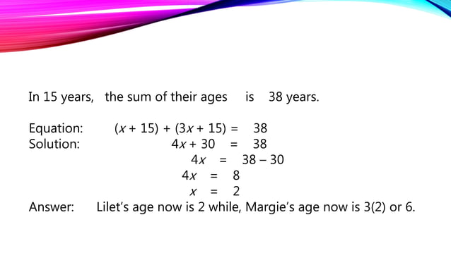 Solving problems involving linear equations | PPTX | Science