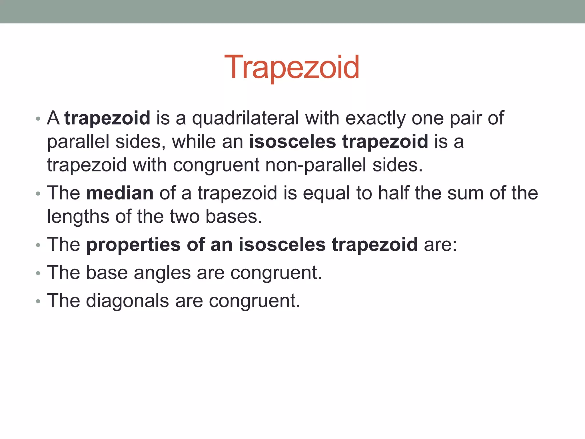 Solving problems involving parallelograms, trapezoids and kites | PPTX