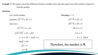 Solving Problems Involving Radicals | PDF