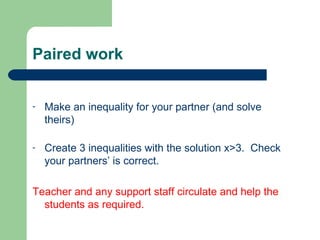 Solving problems with inequalities | PPT | Homework and Study | Education