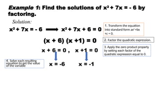 Solving Quadratic Equat by Factoring.pptx | Physics | Science