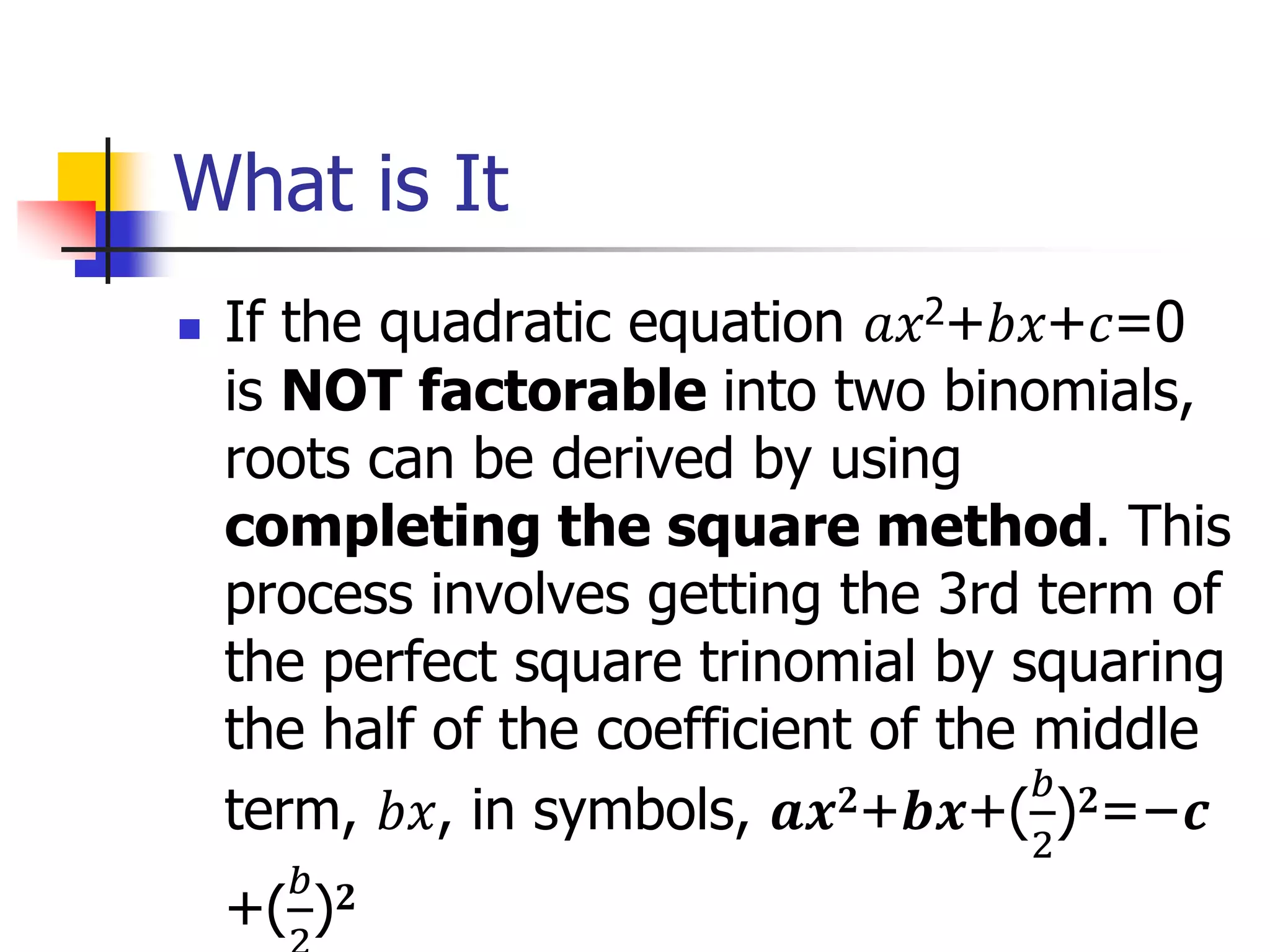Solving Quadratic Equation by Completing the Square.pptx | Free Download