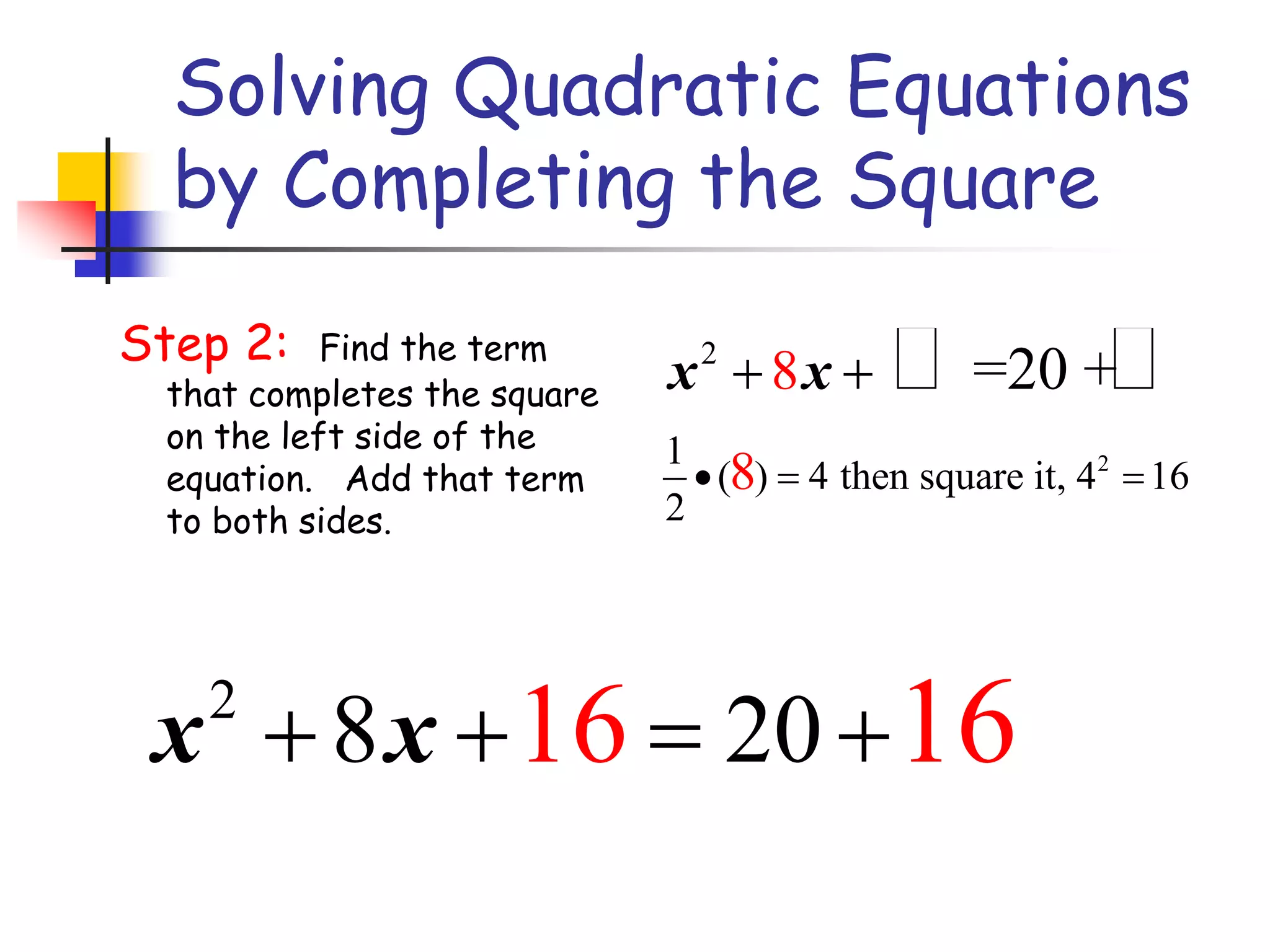 Solving Quadratic Equation by Completing the Square.pptx | Free Download