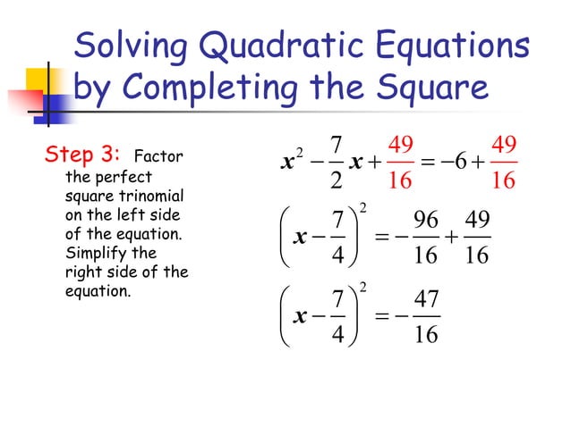 Solving Quadratic Equation by Completing the Square.pptx | Free Download