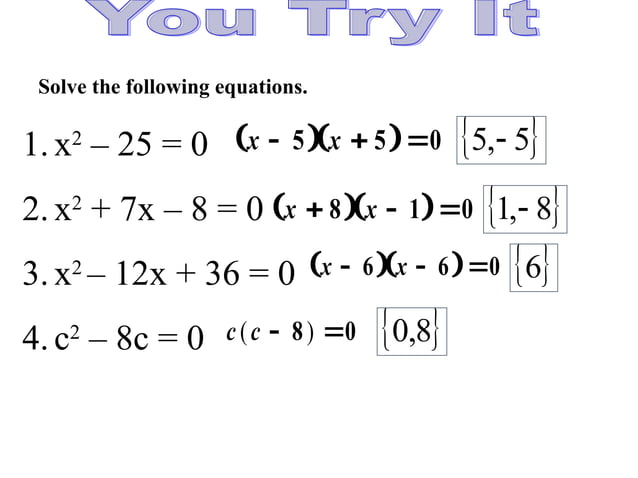 Solving Quadratic Equation by Factoring.ppt