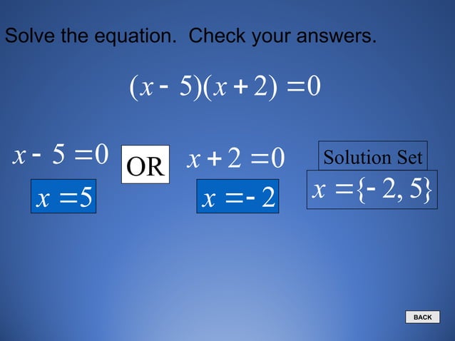 Solving Quadratic Equation by Factoring.ppt