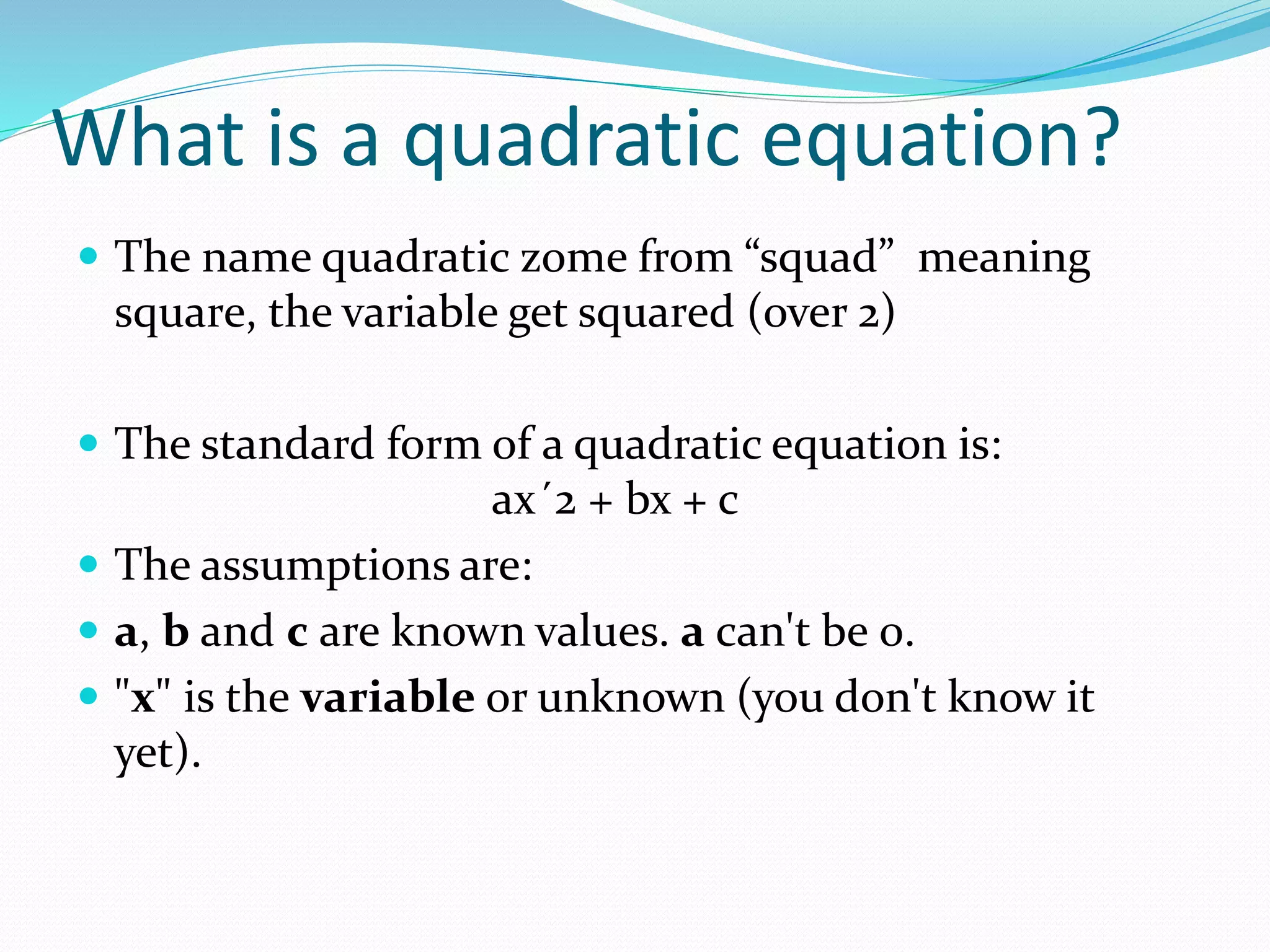Solving quadratic equations | PPT