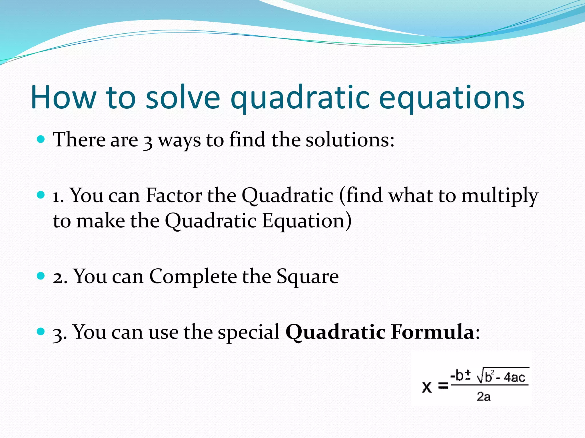 Solving quadratic equations | PPT