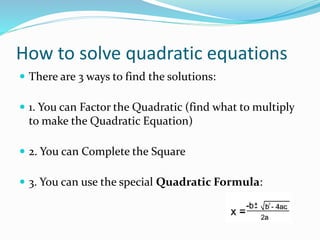 Solving quadratic equations | PPT