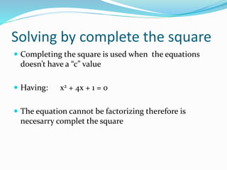 Solving quadratic equations | PPT