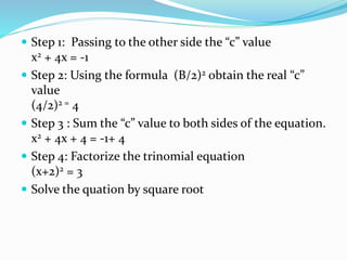 Solving quadratic equations | PPT