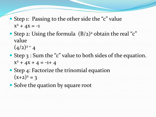 Solving quadratic equations | PPT