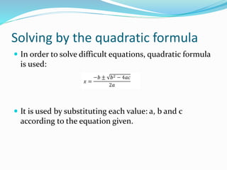 Solving quadratic equations | PPT