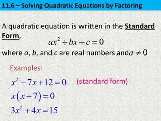 Solving quadratic equations | PPTX