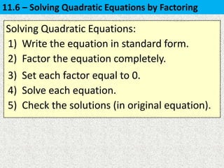 Solving quadratic equations | PPTX