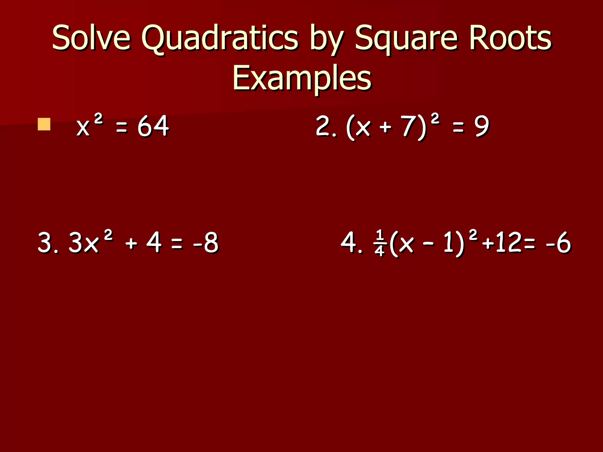 Solving quadratic equations[1] | PPT