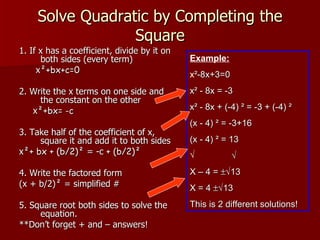 Solving quadratic equations[1] | PPT